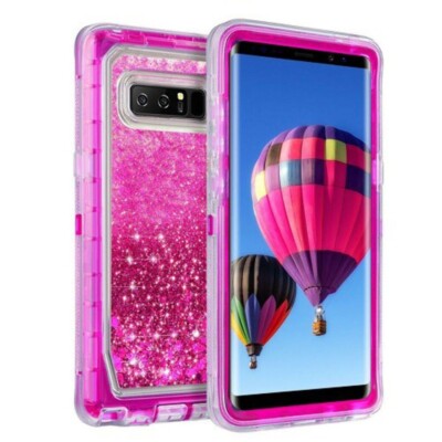 For Samsung S10 Transparent Heavy Duty Glitter Quicksand Case w/Clip ...