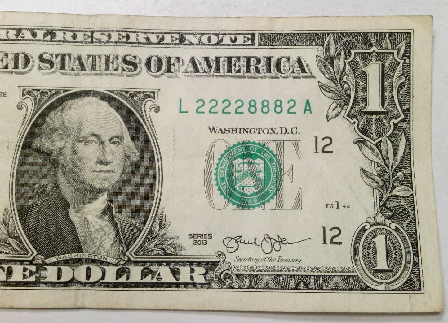 2013 L Series $1 One Dollar Bill Fancy Binary 3 888s and 5 22222s Rare ...