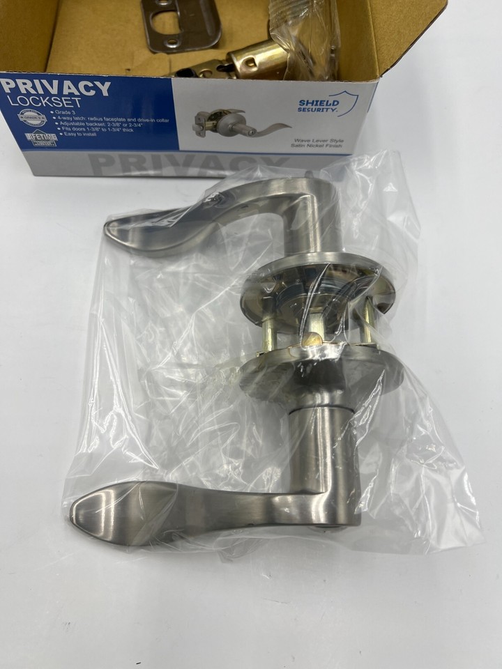 (QTY 6) Shield Security Privacy Lockset Wave Lever Grade 3 Satin Nickel ...