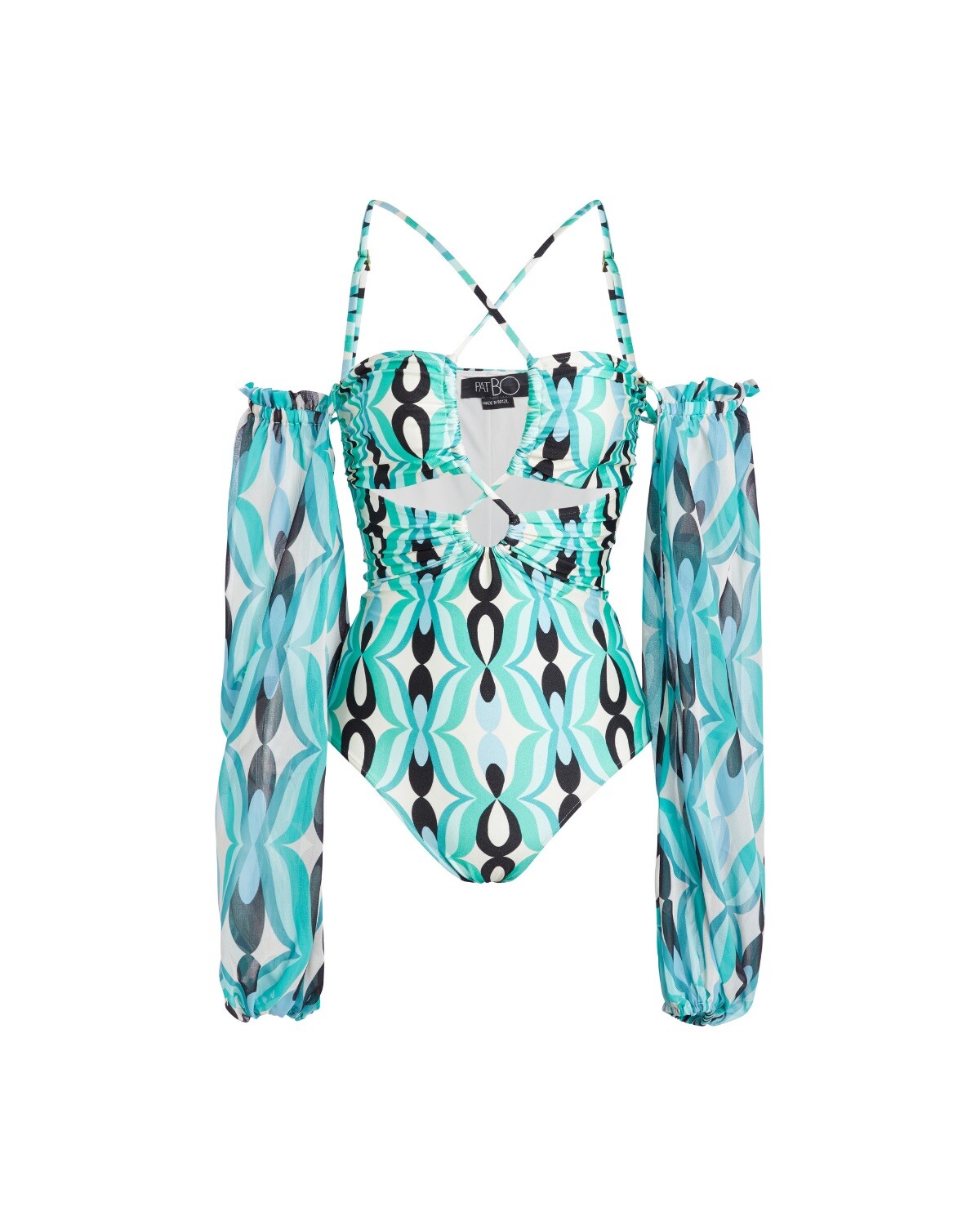 Patbo one piece bathing suit with removable sleeves - Gem