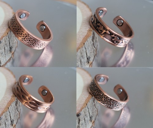 Solid Pure Copper Magnetic Ring Men Women Arthritis Adjustable Ring NEW ...