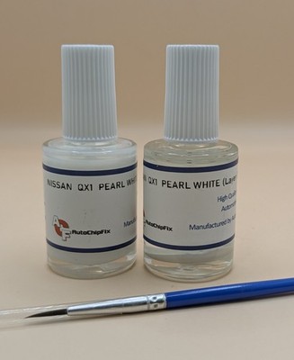 For Nissan Code QX1 White Diamond Pearl Touch Up Paint +Fine tip Brush ...