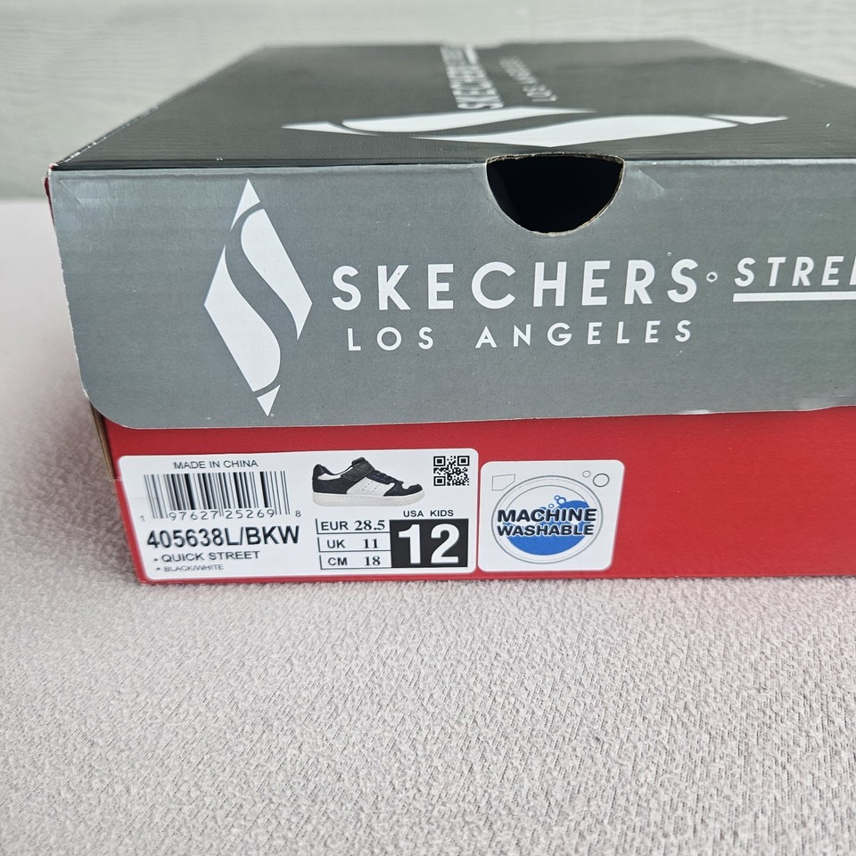 Skechers Quick Street Sneakers Boys Kid SZ 12 Black & White 405638L ...