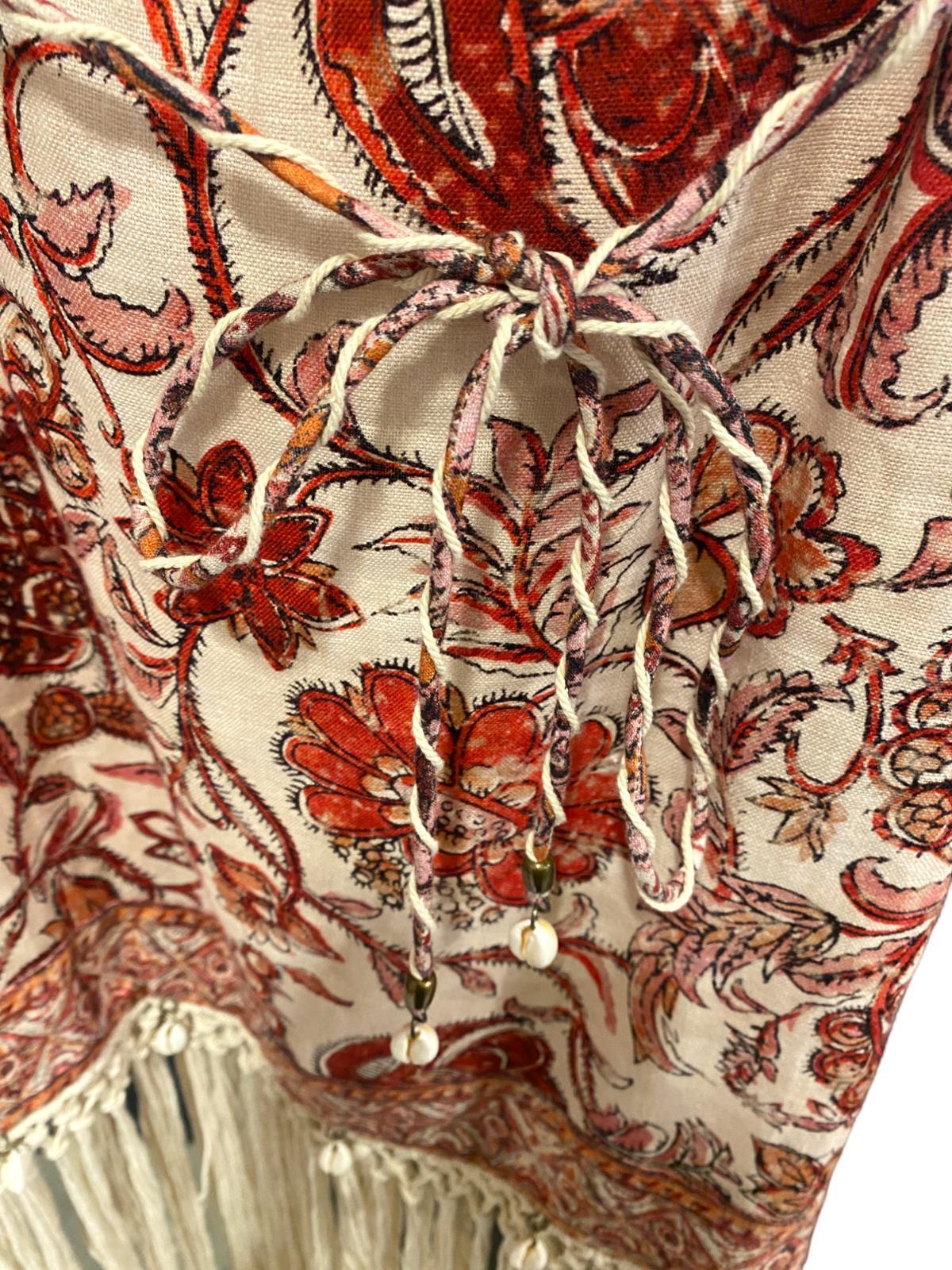 Zimmermann Vitali Fringe Mini Dress | Sepia Floral, Tie Belt/Strap ...