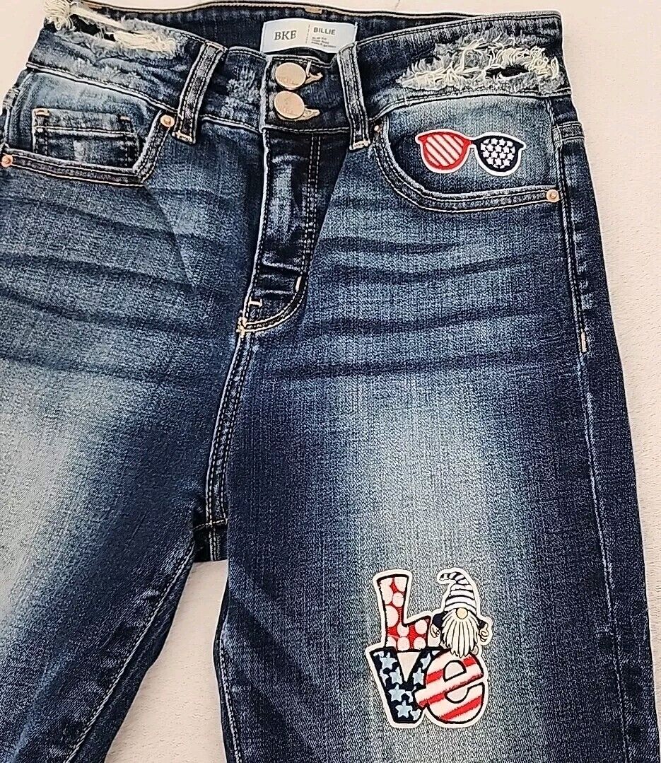 BKE Denim Billie Jeans Women 27 Ankle Skinny Patriotic BKE Denim Billie Jeans Women 27 Ankle Skinny Patriotic