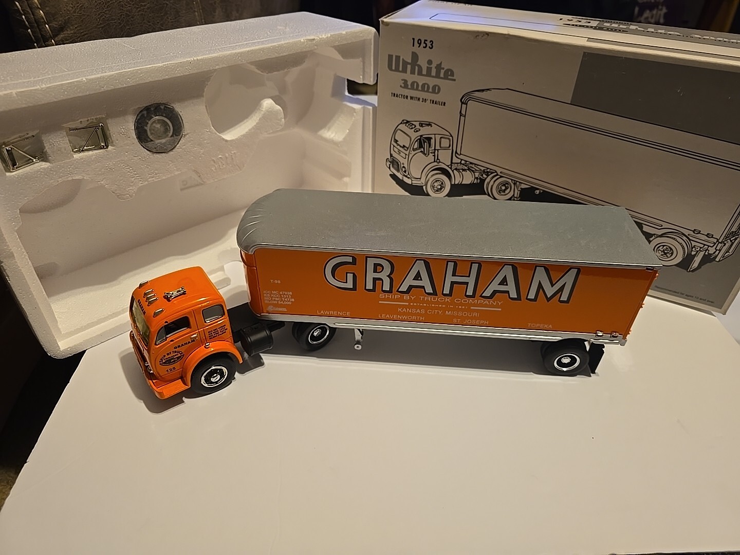 1996 First Gear 1953 White 3000 Tractor W/ 30' Trailer Graham Trucking ...