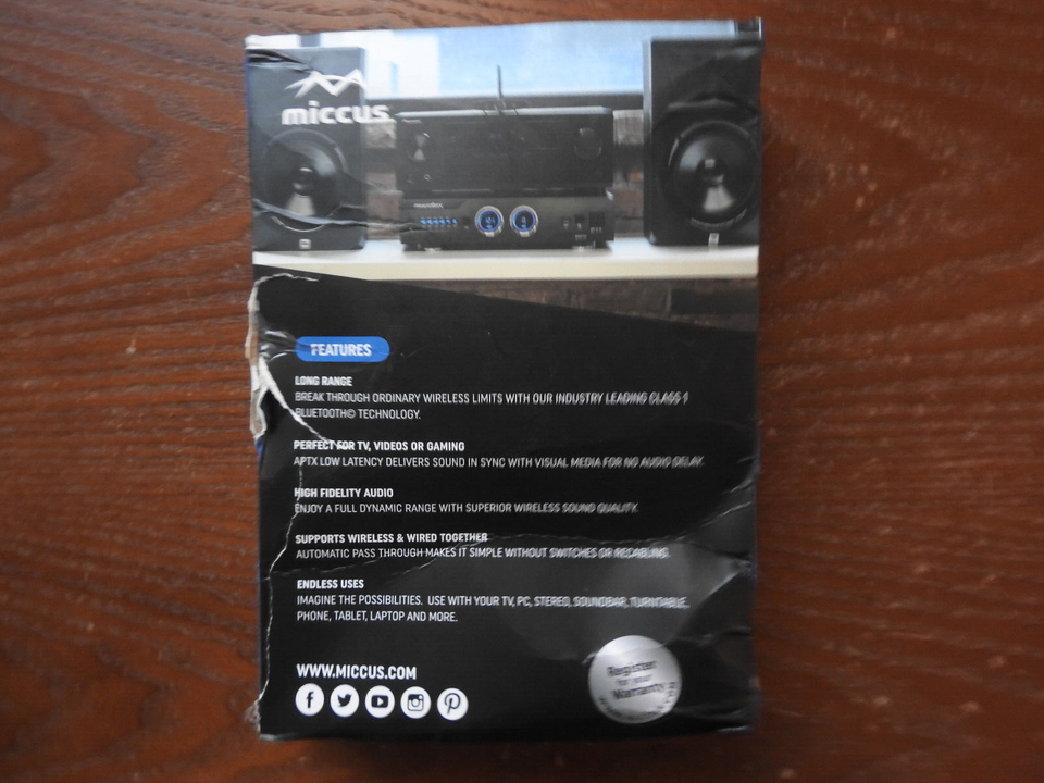 Miccus Home RTX 2.0 Bluetooth Extender Long Range Wireless Audio ...