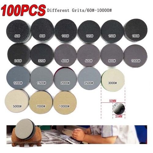 100Pcs 2 Inch 50mm Sanding Discs 60-10000 Grit Mixed Grit Sander Pads ...