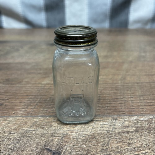 Atlas Mason Miniature Jar Bank with Arc Coin Slot Lid 4" Tall FREE ...