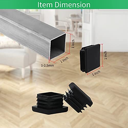 1x1 1" Square Tubing Plastic Plug End Caps 10 Pack, 1"x1" 1 Inch Square ...