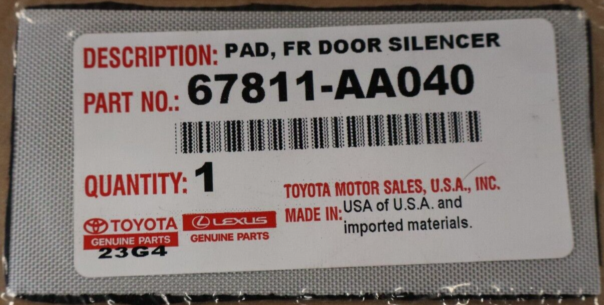 NEW OEM 2002-2023 TOYOTA LH/RH FRONT/REAR Door Shell Pad Insulation ...