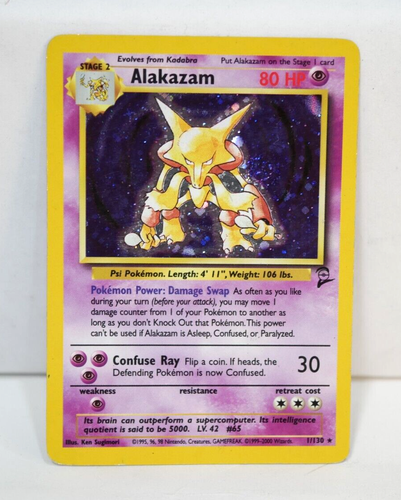 Vintage Pokemon Card- Alakazam 1/130 Base Set 2 Holo -- LP Light Play ...
