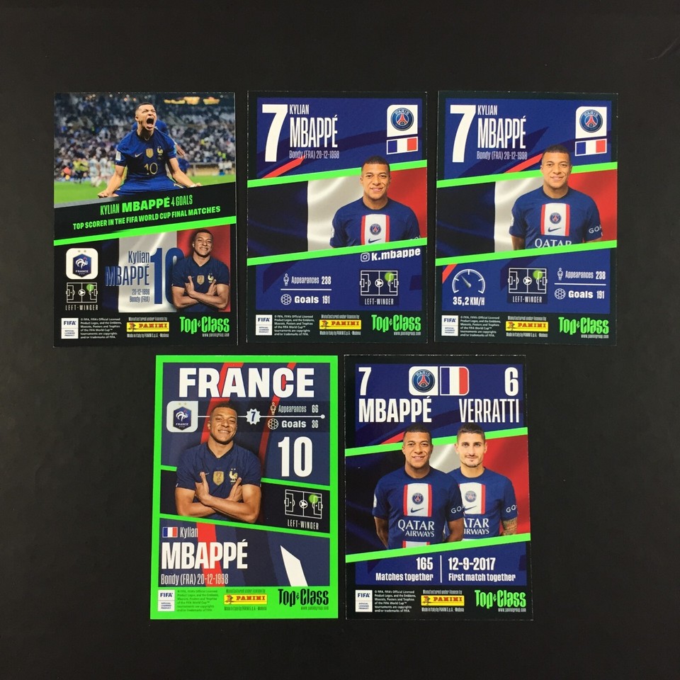 Kylian Mbappe Lot 5 Cards Panini Top Class 2023 #106 159 214 231 264 | eBay