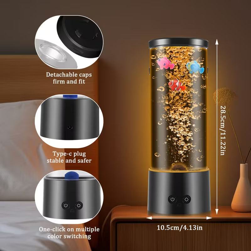 Fish Bubble Lamp LED Mood Light with Remote Control, Sensory Fish Lamp ...