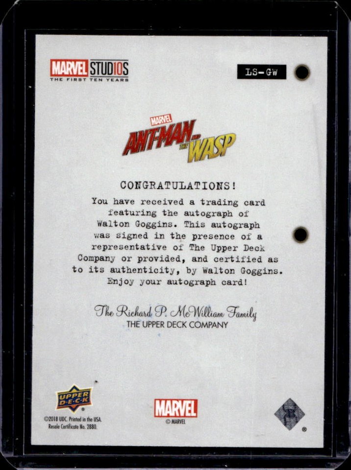 2019 UD Marvel Studios First Ten Years Walton Goggins Legendary Scripts ...