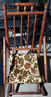 Antique Stick & Ball Spindle Rocking Rocker Chair Childs Children's | eBay