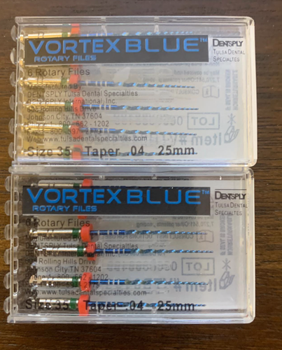 2 pk 25mm .06 Asst Vortex Blue Rotary Files Dentsply Tulsa Dental Root ...