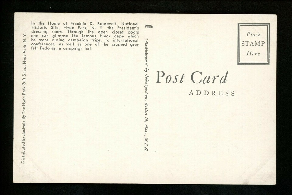 President postcard Franklin D Roosevelt FDR home Hyde Park, NY chrome ...