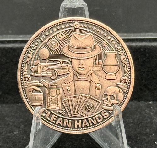 1 Oz Antiqued Copper Round .999 AVDP Al Capone Clean hand DIRTY MONEY ...