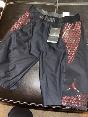 NEW Nike Jordan Dri Fit Compression Shorts Mens Black White Red - SIZE ...