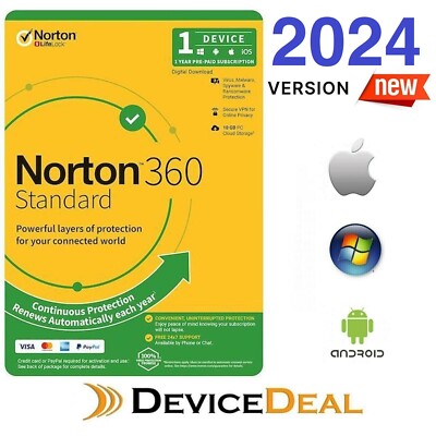 Norton 360 -1 Device -1 Year PC, MAC, Android, iOS - License Key 2024 ...
