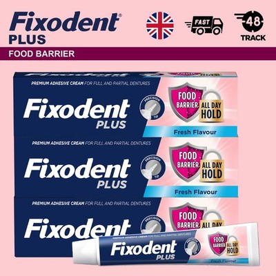 Fixodent Plus Food Barrier Denture Adhesive 40g Fresh Mint Flavour ...