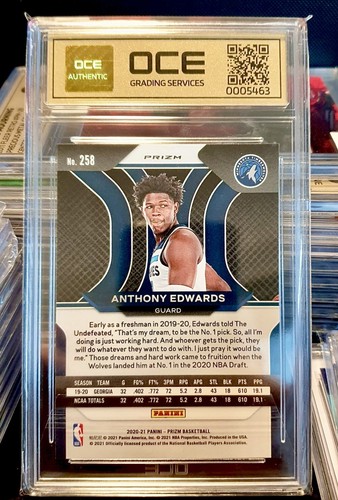 2020-21 Panini Prizm Anthony Edwards #258 RC Rookie Red Ruby Wave 🔥OCE ...