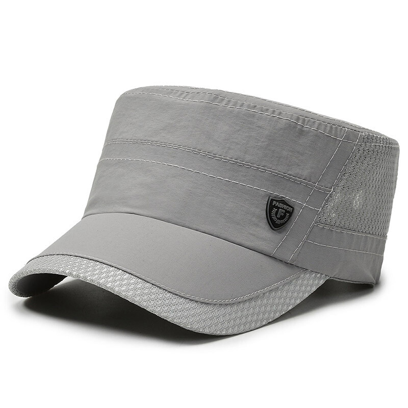 Men's Cadet Military Cap Army Mesh Outdoor Short Brim Breathable Summer ...