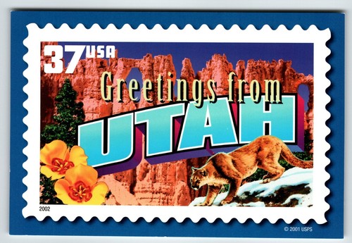 Greetings From Utah Large Letter Chrome Postcard USPS 2001 Mountain ...