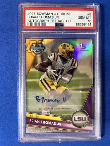 Brian Thomas Jr 2023 Bowman U Chrome AUTO Refractor /499 1st Bowman PSA ...