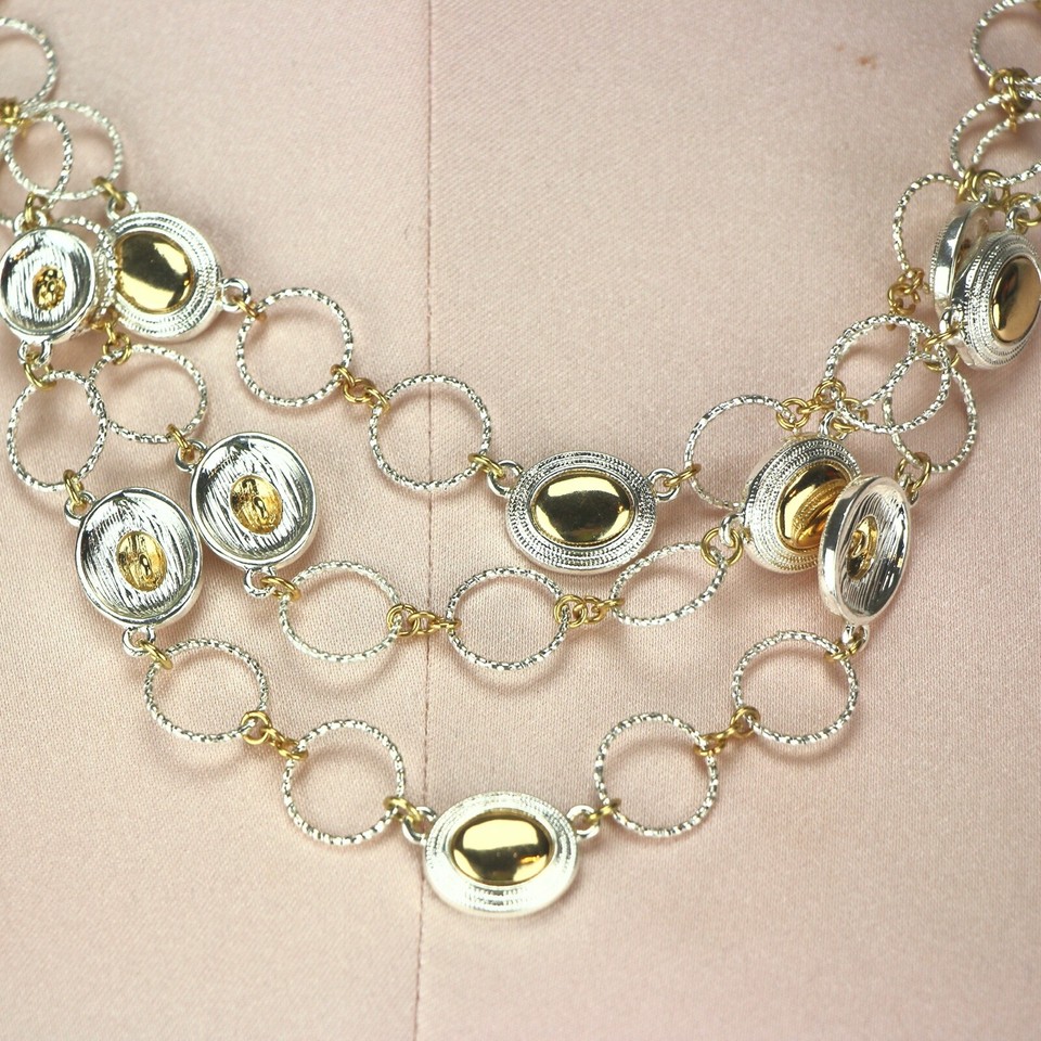 Kohl's 16"-19" Duel Tone Multi Strand Necklace | eBay