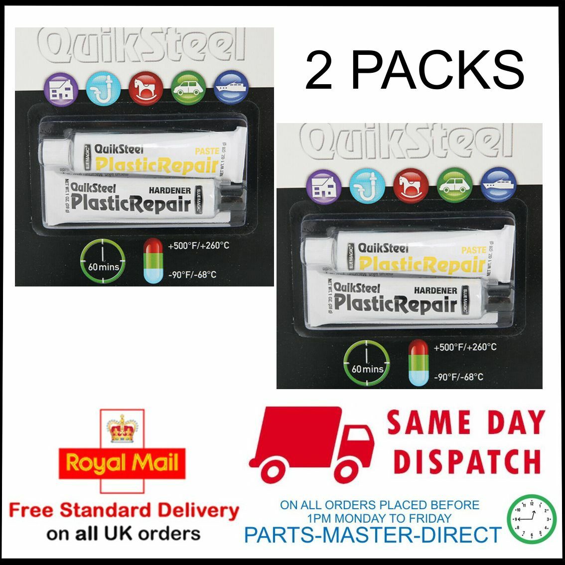 QUIKSTEEL REINFORCED WHITE EPOXY PASTE MECHANICS INSTANT REPAIR WELD ...