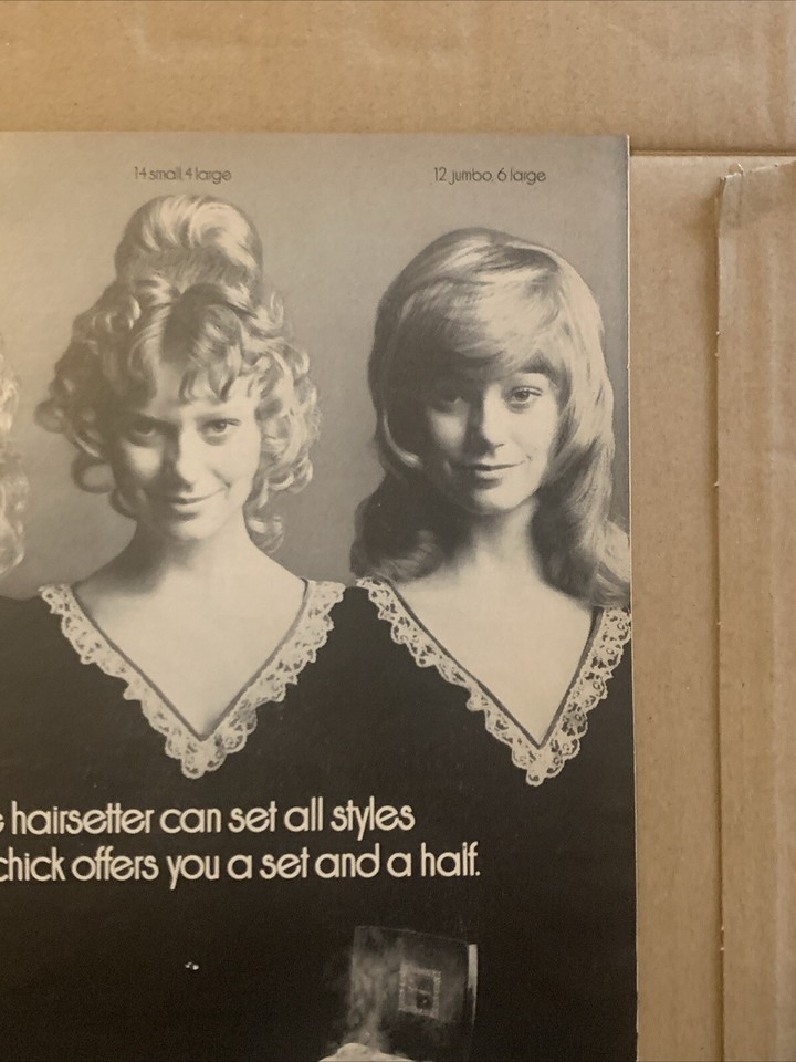 1972 Lady Schick Hairsetter Hair Curlers PRINT AD Extra Rollers Styles ...