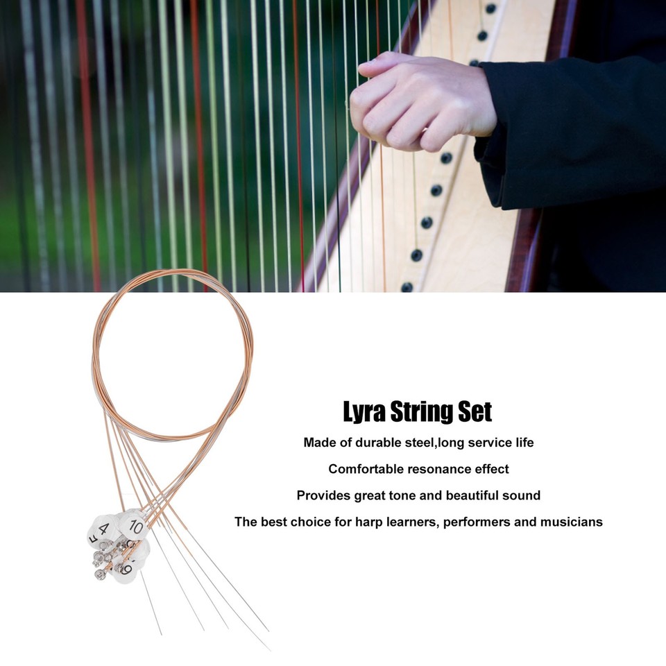10PCS Lyra Harp Steel String Wear Resistance Adjustable Tone Harp ...