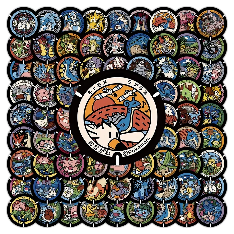 Pokemon Stickers 108 Pc Pack Japanese Sewer Manhole Sticker Art ...