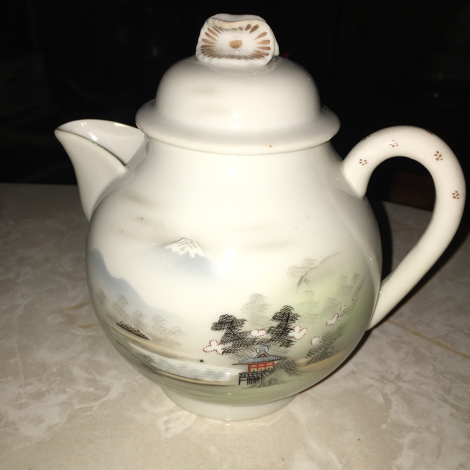 KUTANI HAND PAINTED JAPANESE TEA SET 14 pcs Vintage Eggshell Porcelain ...