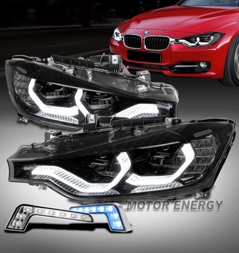 Fit 12-15 BMW F30 320i 328i Sedan LED Projector Black/Smoke Headlight w ...