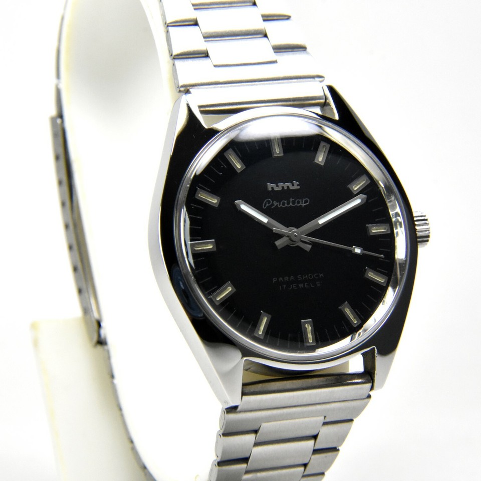 Rare HMT Pratap Black 17 Jewels Hand Winding Watch Case 36 mm | eBay