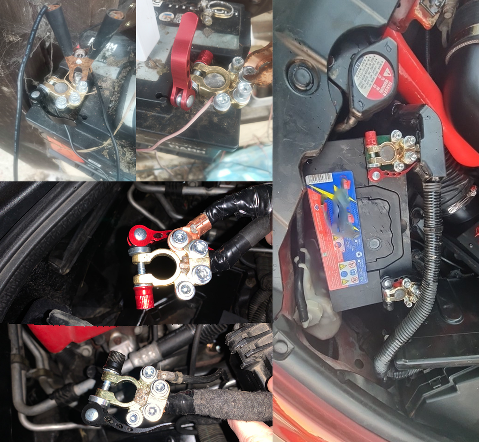 2x Positive&Negative Car Top Post Battery Terminals Wire Cable Clamp ...