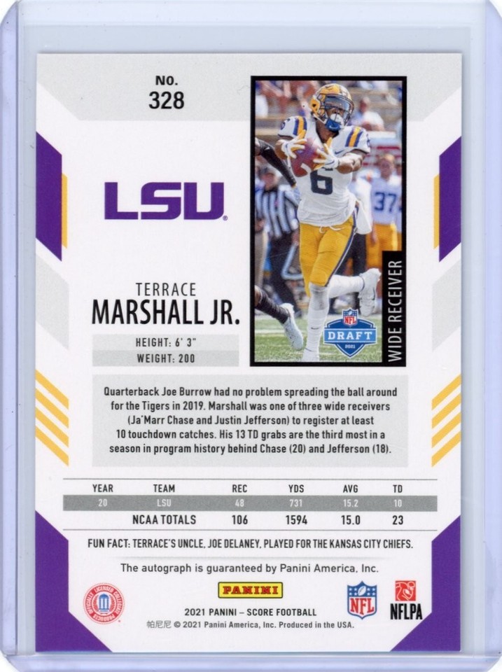 2021 Panini Score Terrace Marshall Jr Rookie Artist Proof Autograph #d ...