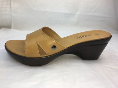 AGAPE-PROPET-BEIGE Women Sandal MULE PLATFORM Slide 2.5" MID-WEDGE HEEL ...
