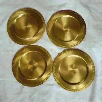 4-Brass Chargers with Star Border | eBay