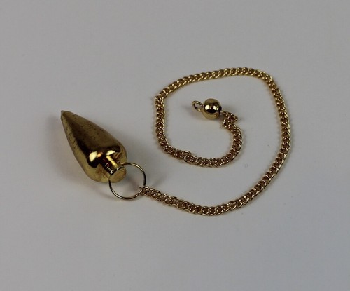 Metal Cone Pendulum Dowsing Spiritual Healing Reiki Sacred Brass Gold ...
