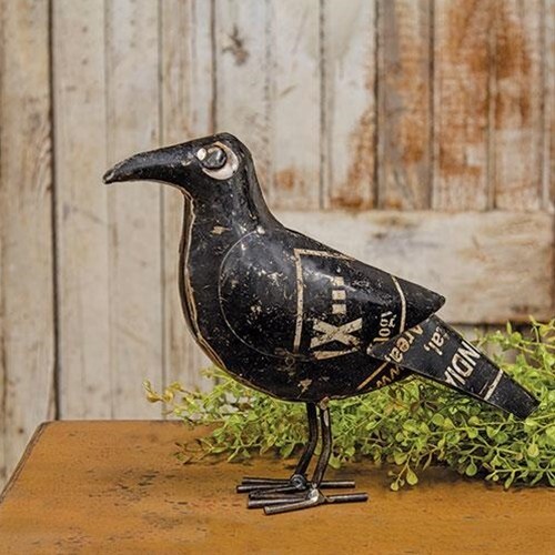 NEW Primitive CROW RECYCLED METAL Black Farmhouse Rustic Aged 9"Tx12.5 ...