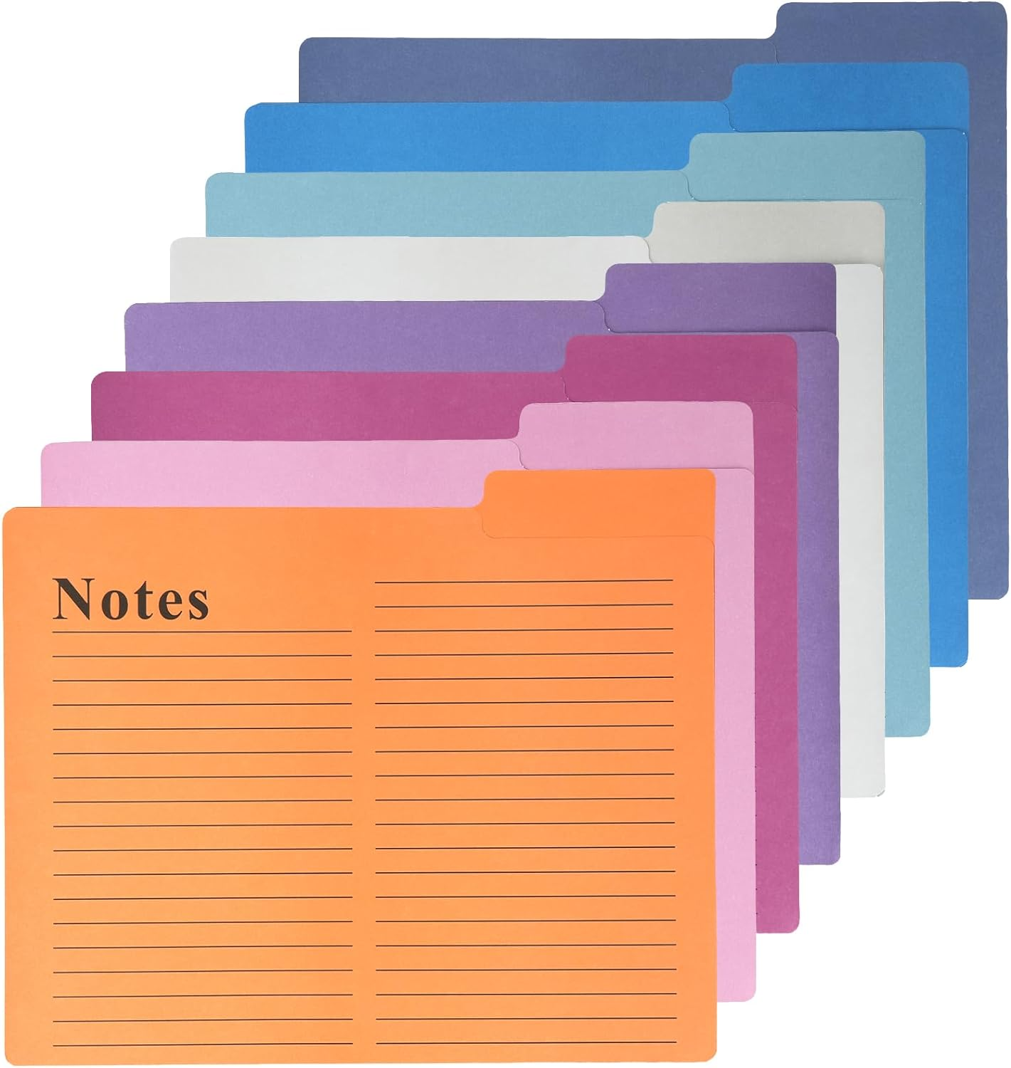 48 Pack Colored File Folders Lined File Folders with 1/3 Cut Tabs ...