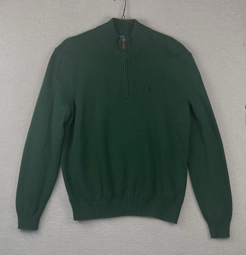 Polo By Ralph Lauren Men’s 1/4 Zip Forest Green Pullover Knit Sweater ...