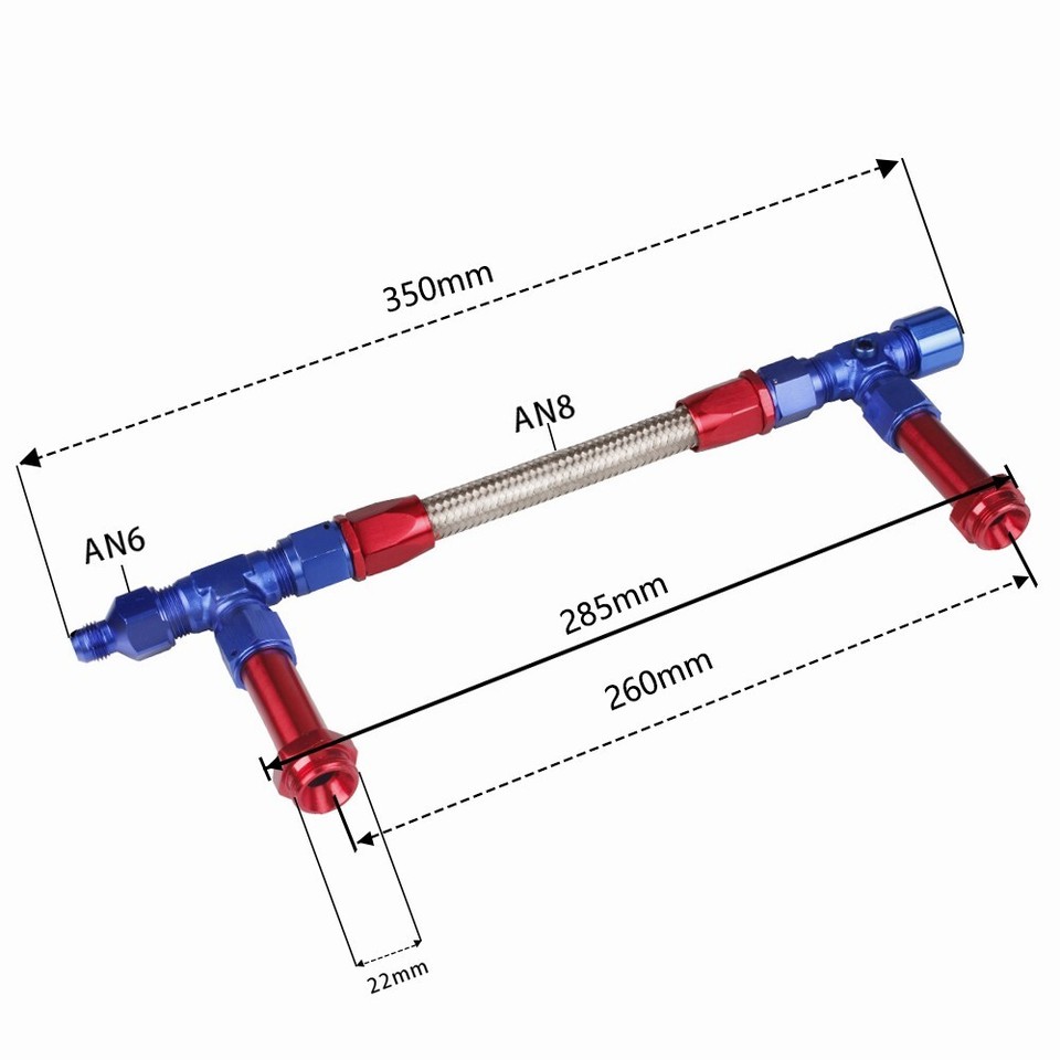 New AN8 Braided Dual Feed Carb Fuel Line for 4150 Holley Carburetor ...