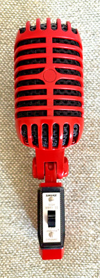 SHURE 55SH SERIES II RETRO MICROPHONE RED CUSTOM MODEL W/ STAND MOS DEF ...
