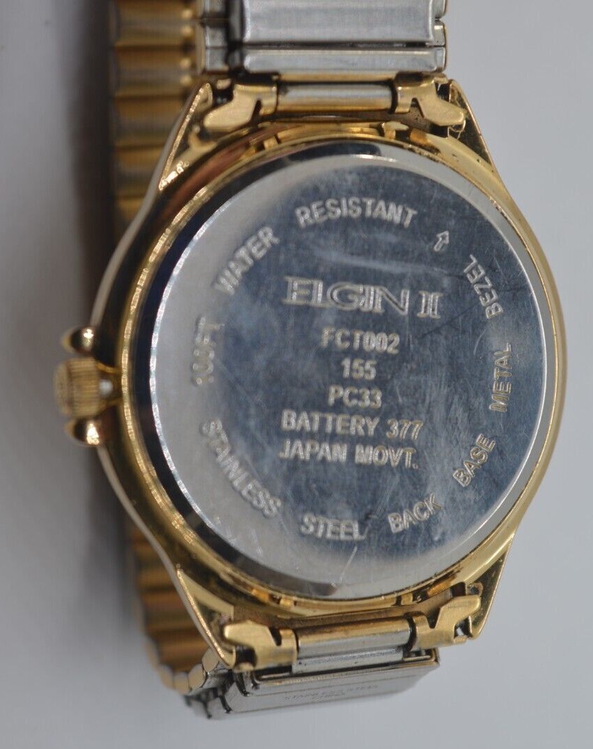 Vintage ELGIN II DAY DATE FCT002 Mens Quartz Watch New Battery Nice ...