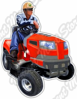 Lawnmower Mower Lawn Landscaping Car Bumper Window Vinyl Sticker Decal ...